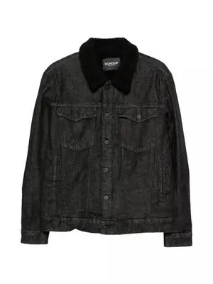 DONDUP Shearling-collar Logo-embroidered Denim Jacket