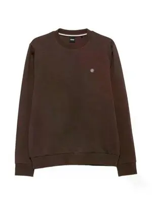 BOSS Logo-plaque Crew-neck Sweatshirt - Brown