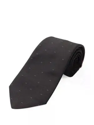 Hermès 2020s H-pattern Silk Tie - Black