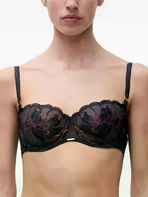 Chantelle Embroidered Lace-trim Bra - Black