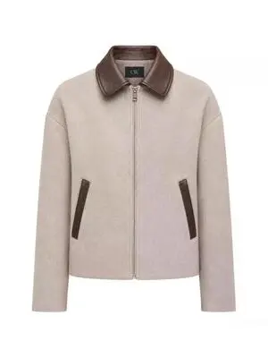OW Oda Faux-leather-trim Jacket - Neutrals