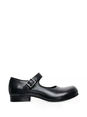 Comme Des Garçons Mary Jane Buckle-strap Calf Leather Ballet Flats - Black