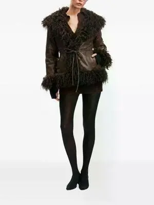 OW Faux Fur-trimmed Jacket - Brown
