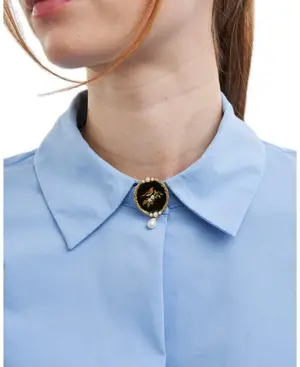 FABLE ENGLAND Robin Bramble And Pearl Brooch In Gold