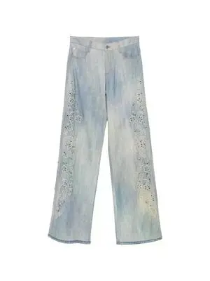 Ermanno Scervino Embroidered Wide-leg Jeans - Blue