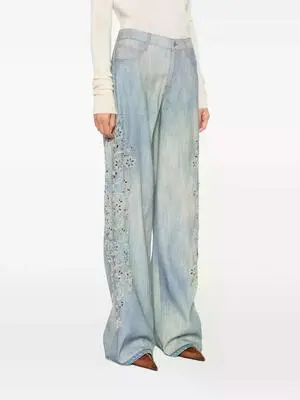 Ermanno Scervino Embroidered Wide-leg Jeans