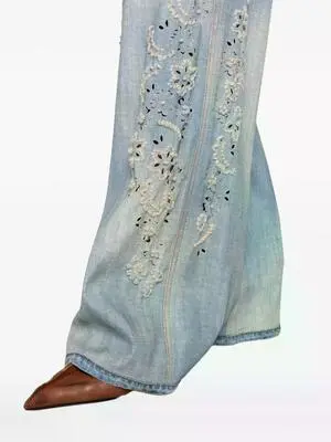 Ermanno Scervino Embroidered Wide-leg Jeans