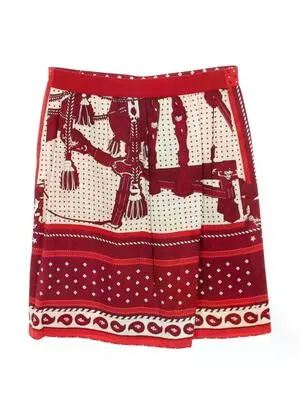Hermès 2010s Silk Midi Skirt - Red