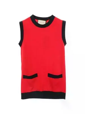 Gucci 2020s Contrast-trim Knitted Vest - Red