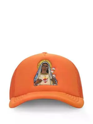 DENIM TEARS Black Madonna Trucker Hat - Orange