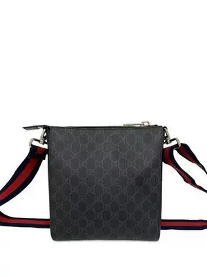 Gucci 2000-2015 Small Gg Supreme Web Messenger Bag Crossbody Bag - Black