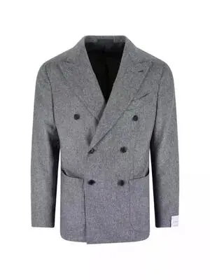 Caruso Double-breasted Wool Jacket - Grey