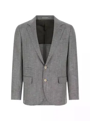 Brunello Cucinelli Wool, Alpaca And Silk Chevron Deconstructed Blazer - Grey