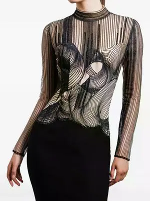 GEMY MAALOUF Bead-embellished Semi-sheer Dress