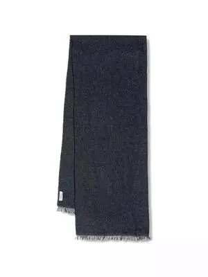 LANVIN Logo-embroidered Frayed Scarf - Grey