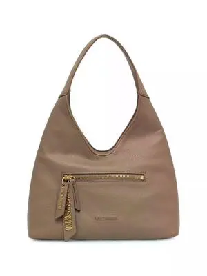 Moschino Logo-plaque Pebbled-effect Tote Bag - Neutrals