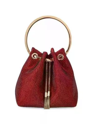 JIMMY CHOO Bon Bon Crystal-embellished Bucket Bag - Red