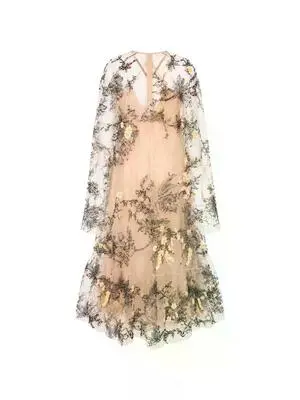 Biyan Galari Embroidered Beaded Tulle Dress