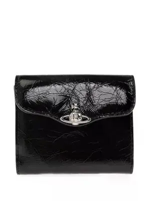 VIVIENNE WESTWOOD Orb-plaque Crinkled-leather Wallet - Black