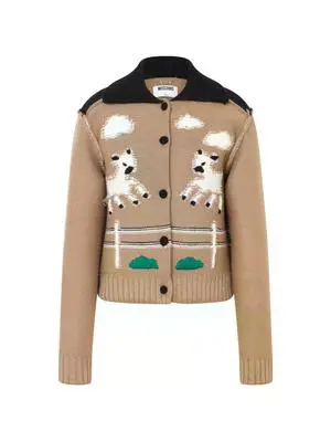 Moschino Lamb-intarsia Wool Cardigan