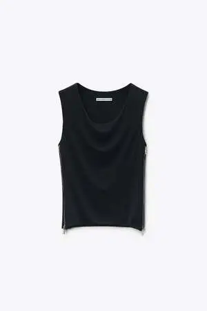 Alexander Wang Zipper Detail Cowl Neck Tank - Black