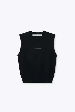 Alexander Wang Crystal Hotfix Logo Tank - Black