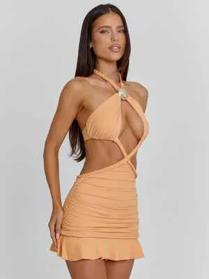 OUTCAST Livai Mini Dress Peach - Orange
