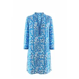 KAMINEE Cotton Voile Kaftan Palm Springs - Blue