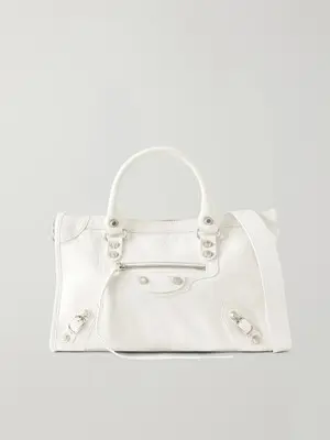 Balenciaga Le City Small Embellished Textured-leather Tote - White
