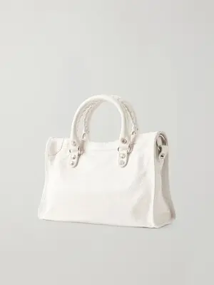 Balenciaga Le City Small Embellished Textured-leather Tote - White