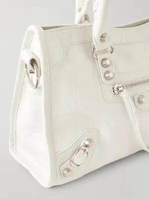 Balenciaga Le City Small Embellished Textured-leather Tote - White