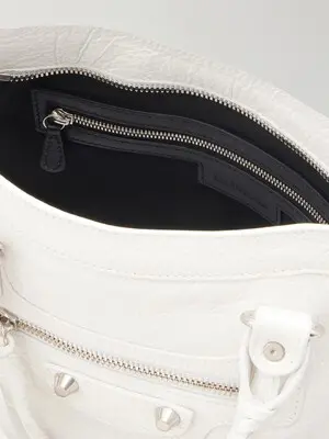 Balenciaga Le City Small Embellished Textured-leather Tote - White
