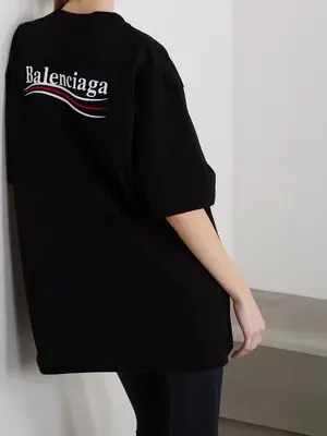 Balenciaga Oversized Embroidered Cotton-jersey T-shirt