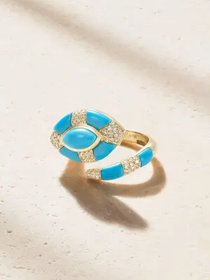 Shay Riviera 18-karat Gold, Turquoise And Diamond Ring - Blue