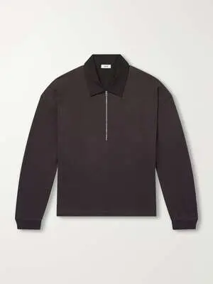 AGOLDE Darius Cotton-jersey Half-zip Polo Shirt - Brown