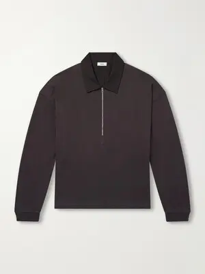AGOLDE Darius Cotton-jersey Half-zip Polo Shirt - Brown