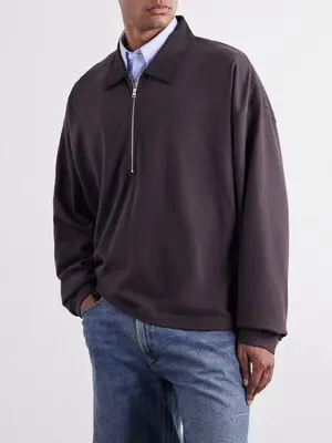 AGOLDE Darius Cotton-jersey Half-zip Polo Shirt - Brown