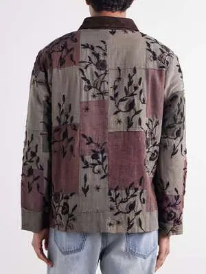 KARTIK RESEARCH Embroidered Patchwork Suede-trimmed Cotton Chore Jacket