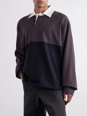 AGOLDE Colour-block Cotton-jersey Polo Shirt