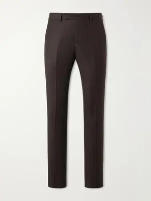 Paul Smith Straight-leg Wool And Cashmere-blend Flannel Trousers - Brown