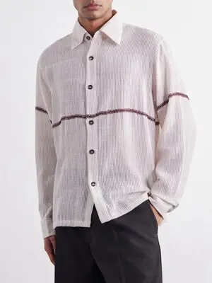 KARTIK RESEARCH Rabari Embroidered Pinstriped Cotton Shirt