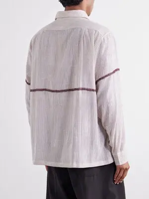 KARTIK RESEARCH Rabari Embroidered Pinstriped Cotton Shirt
