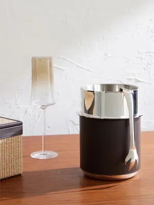 Brunello Cucinelli Leather-trimmed Silver-plated Glacette