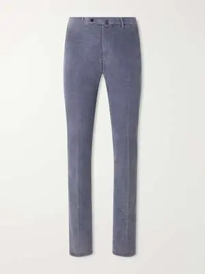 SLOWEAR Incotex Tapered Cotton-blend Corduroy Trousers - Navy