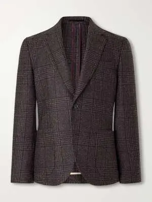 Paul Smith Wool-blend Prince Of Wales Blazer - Brown