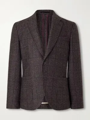 Paul Smith Wool-blend Prince Of Wales Blazer - Brown