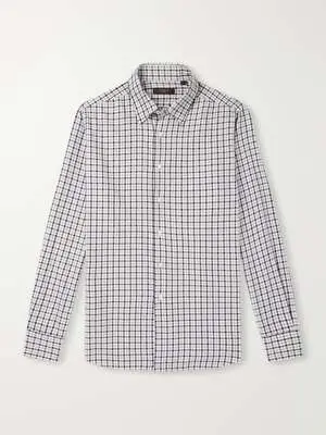 SLOWEAR Glanshirt Button-down Collar Checked Cotton Shirt - Gray