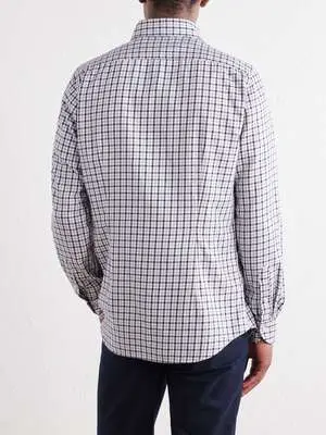 SLOWEAR Glanshirt Button-down Collar Checked Cotton Shirt