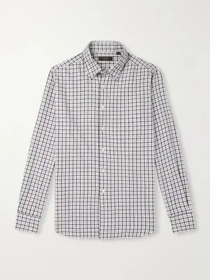 SLOWEAR Glanshirt Button-down Collar Checked Cotton Shirt - Gray