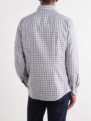 SLOWEAR Glanshirt Button-down Collar Checked Cotton Shirt